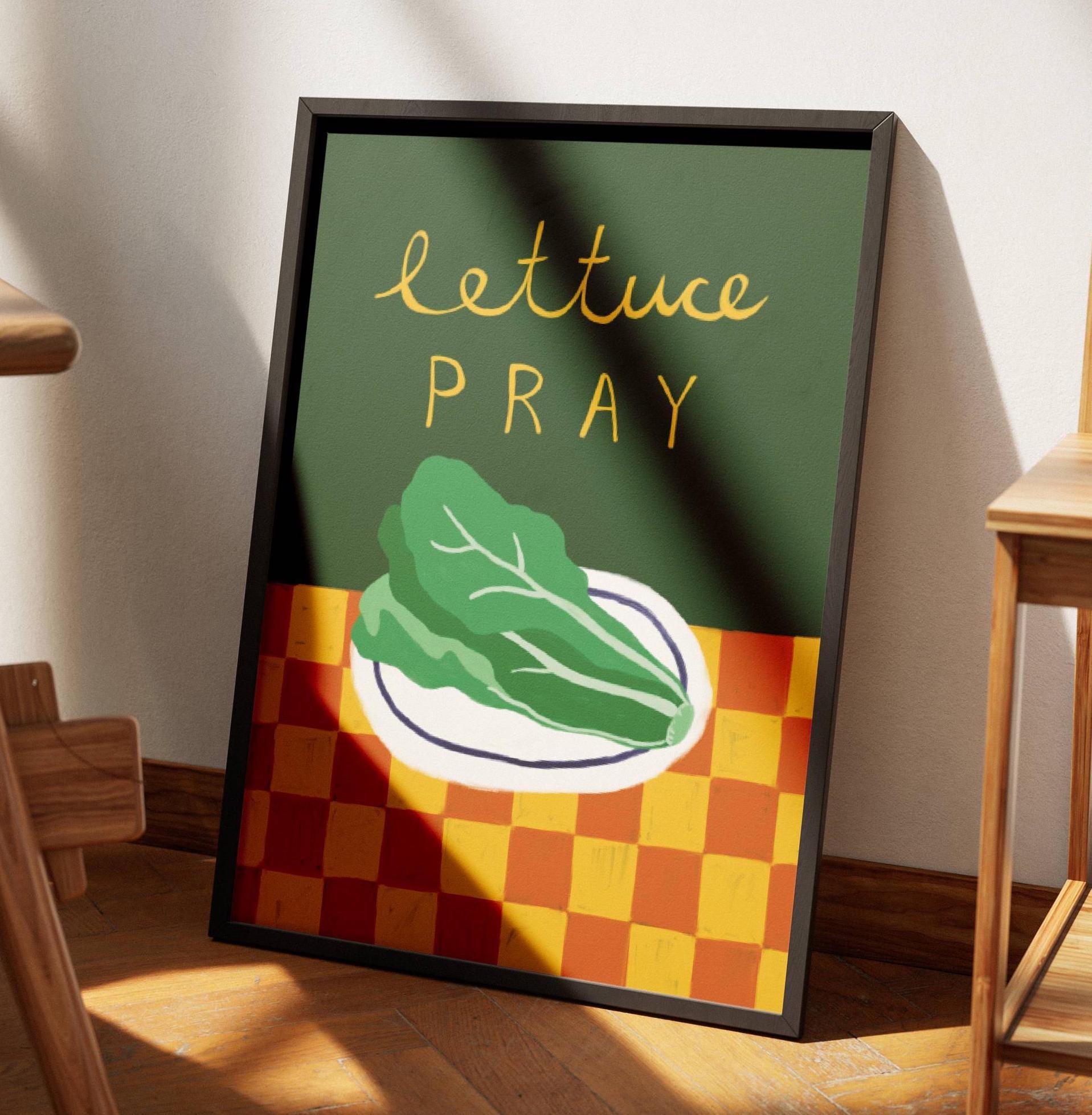 Lettuce Pray Christian Humor Funny Christian Wall Art, Aesthetic ...