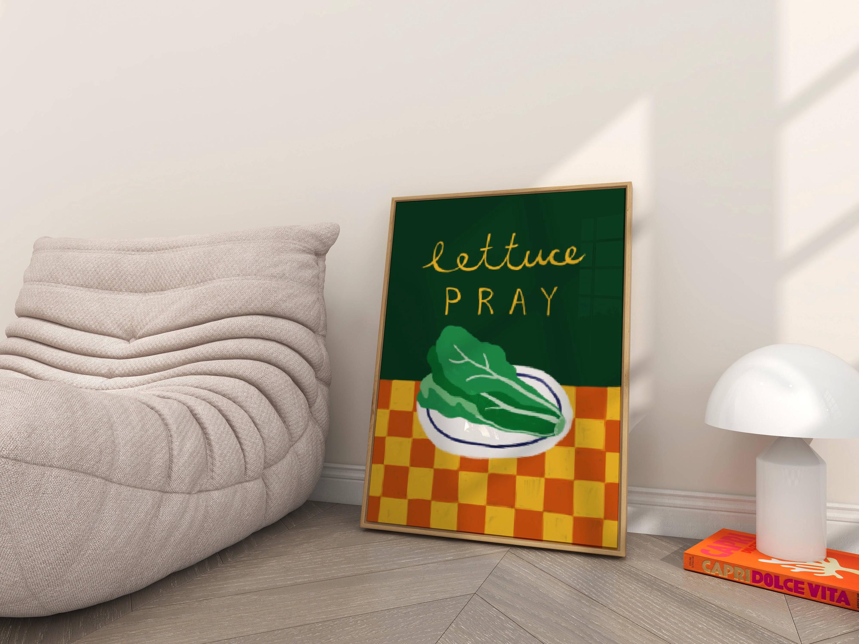 Lettuce Pray Christian Humor Funny Christian Wall Art, Aesthetic ...