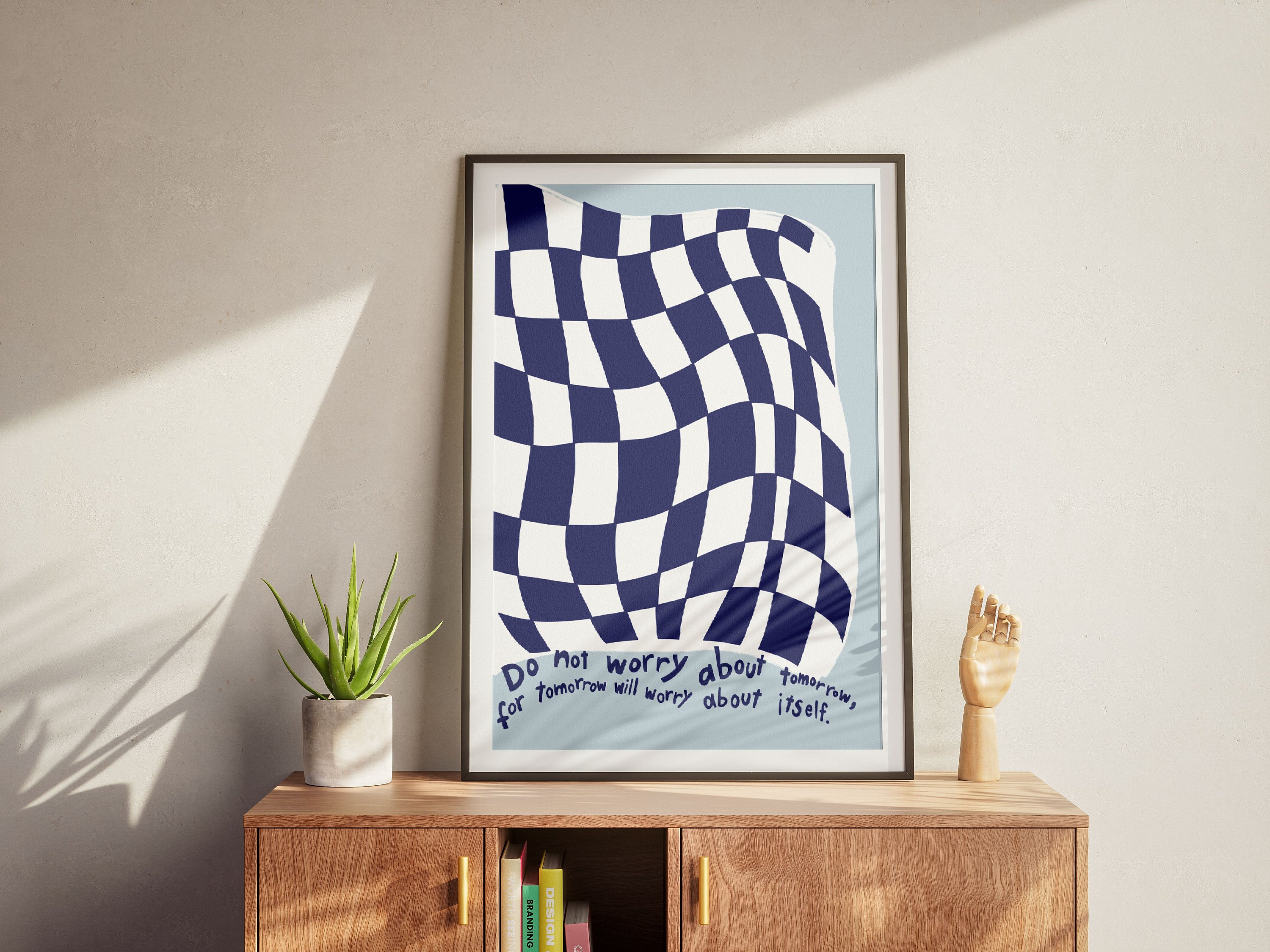 Retro Checkered Christian Art Aesthetic Christian Wall Art Matthew 6:34 ...