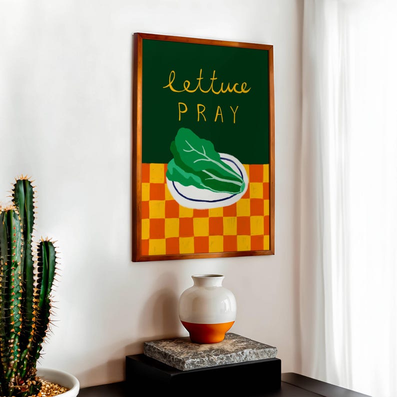 Lettuce Pray Christian Humor Funny Christian Wall Art, Aesthetic ...