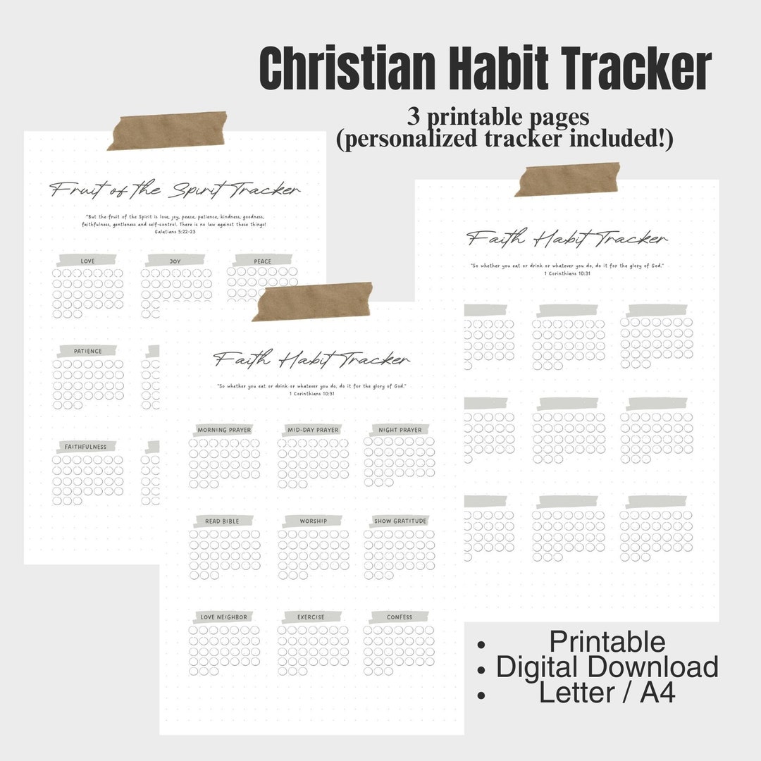 Christian Habit Tracker Printable Faith Habit Tracker Template Daily ...