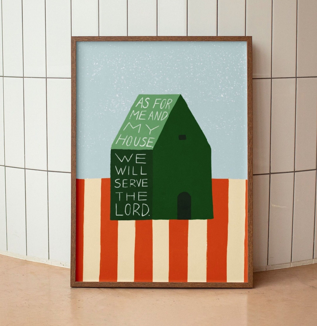 My House Will Serve the Lord Joshua 24:15 Modern Bible Verse Art, Retro ...