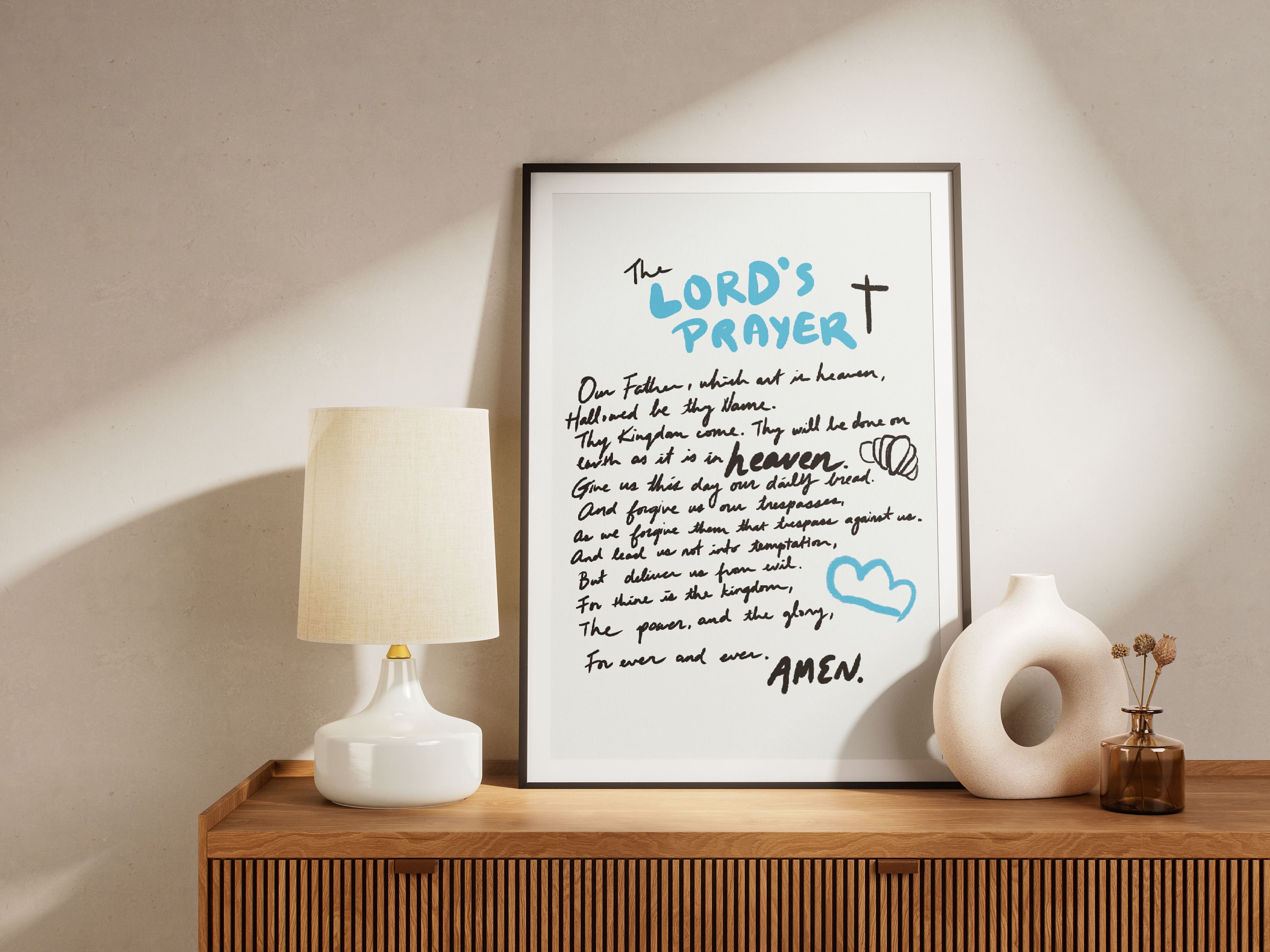 The Lord's Prayer Modern Bible Verse Wall Art, Aesthetic Christian Art ...