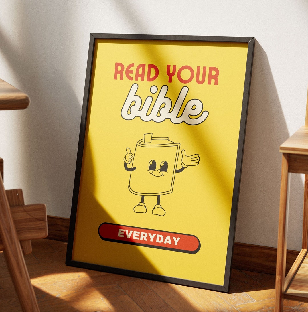 Retro Christian Wall Art, Read Your Bible Print, Aesthetic Christian ...