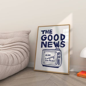 The Good News Retro Aesthetic Christian Wall Art, Retro TV Art Print ...