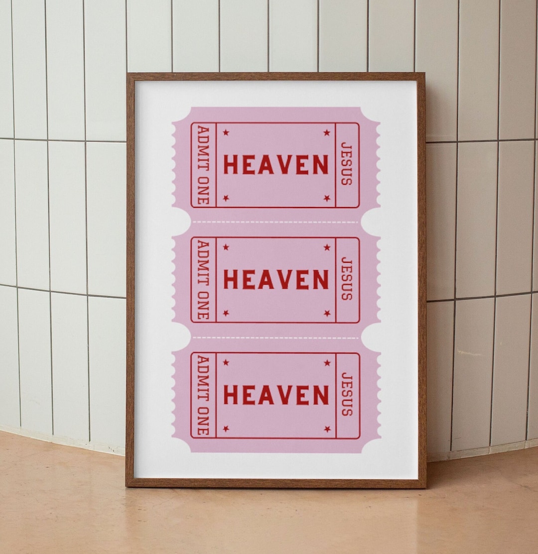 Ticket to Heaven Retro Christian Coquette Wall Art Aesthetic Christian ...