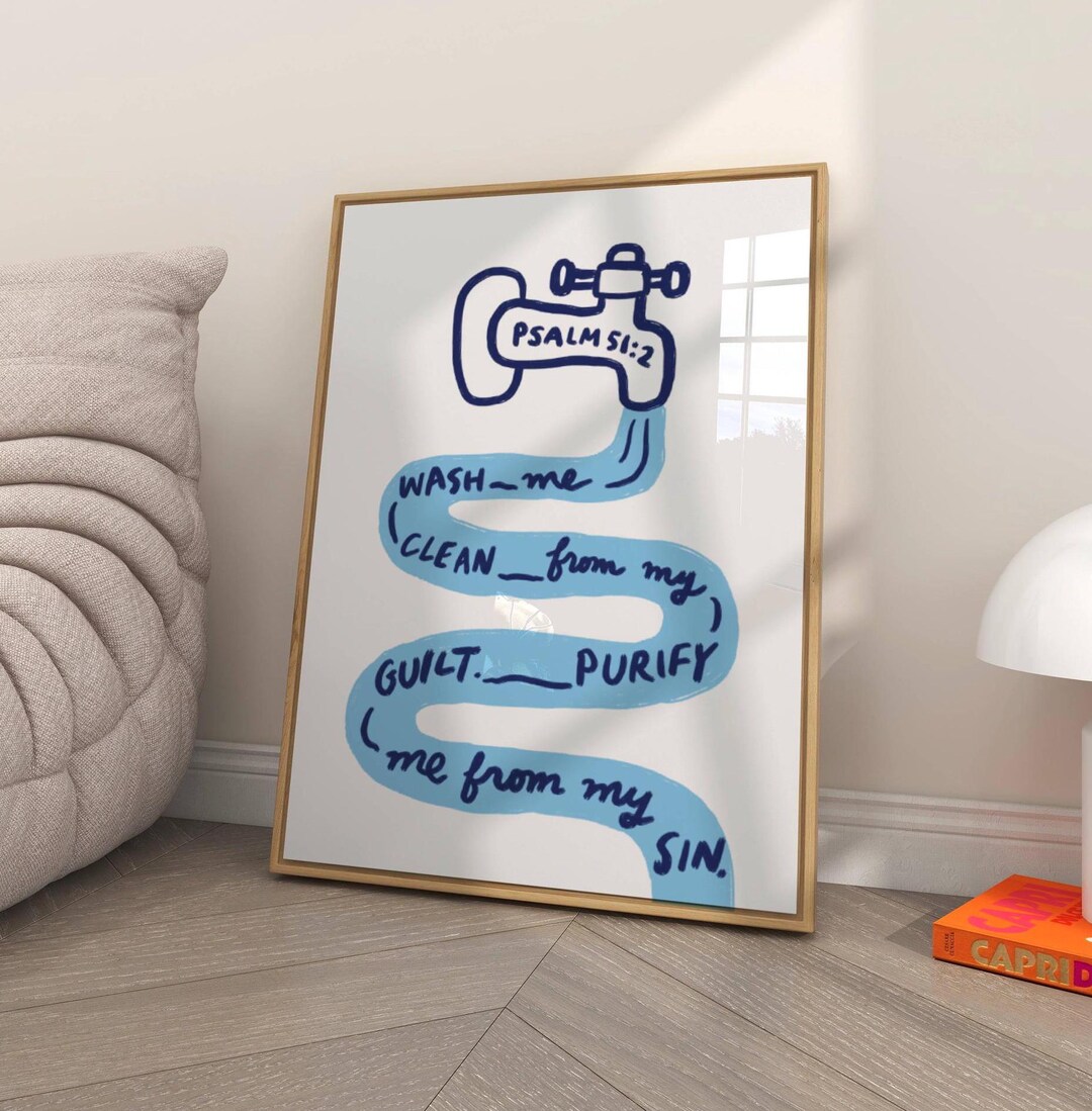 Psalm 51:2 Wash Me Clean Modern Bible Verse Wall Art, Aesthetic ...