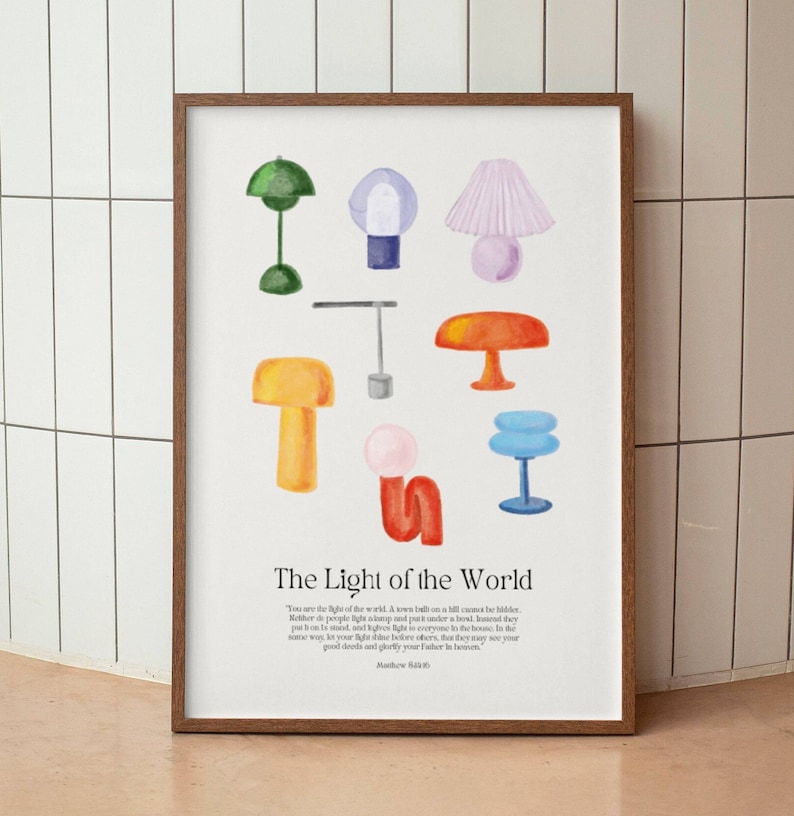 Light of the World Aesthetic Christian Wall Art, Matthew 5:14-16 Modern ...
