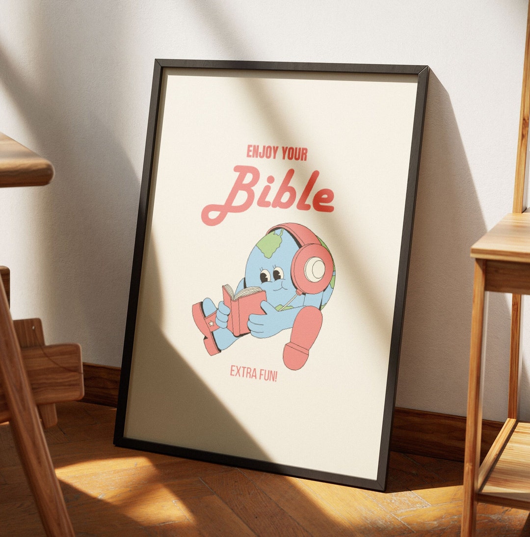 Retro Christian Wall Art, Enjoy Your Bible Print, Aesthetic Christian ...