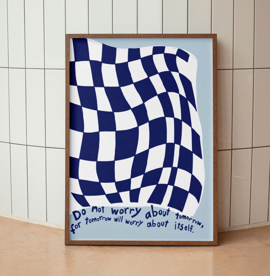 Retro Checkered Christian Art Aesthetic Christian Wall Art Matthew 6:34 ...