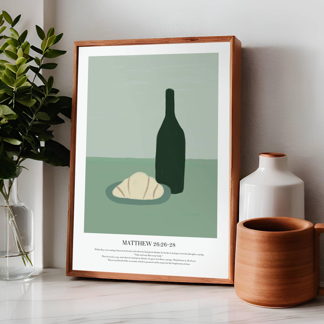 Bread and Wine Modern Bible Verse Art the Last Supper Wall Art ...
