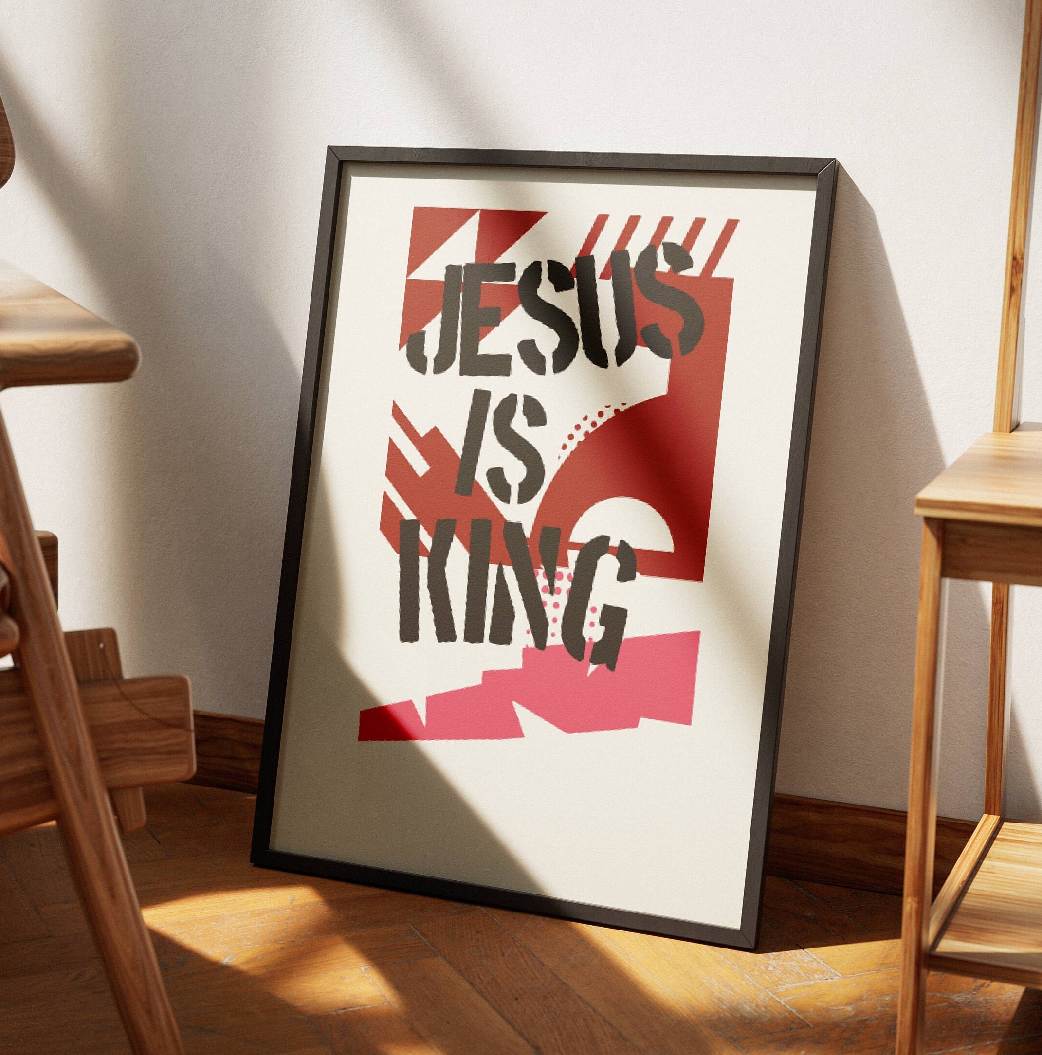 Jesus is King Modern Christian Wall Art Vintage Christianity Poster ...
