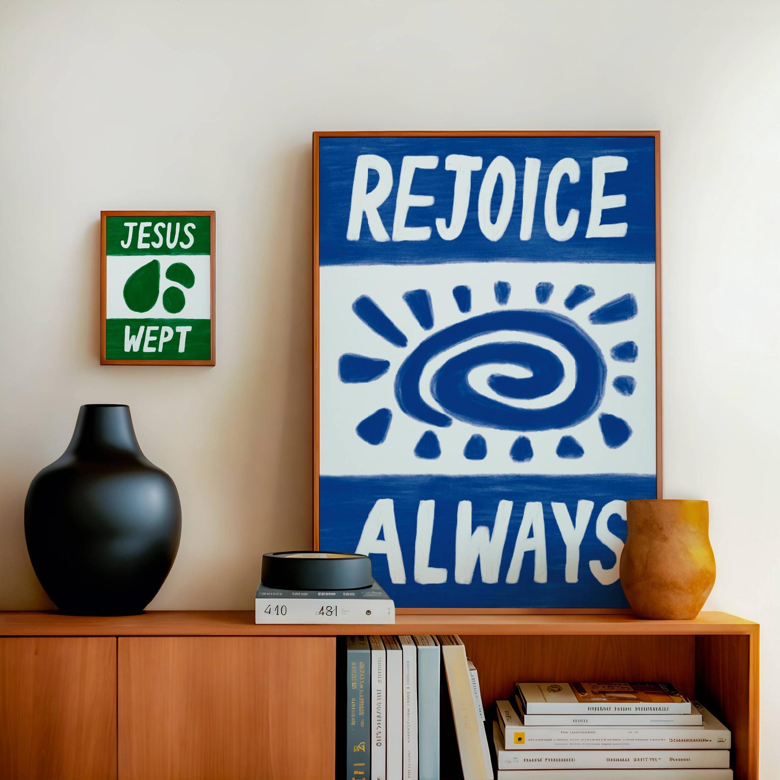 Jesus Wept Retro Aesthetic Christian Wall Art, John 11:35 Modern Bible ...