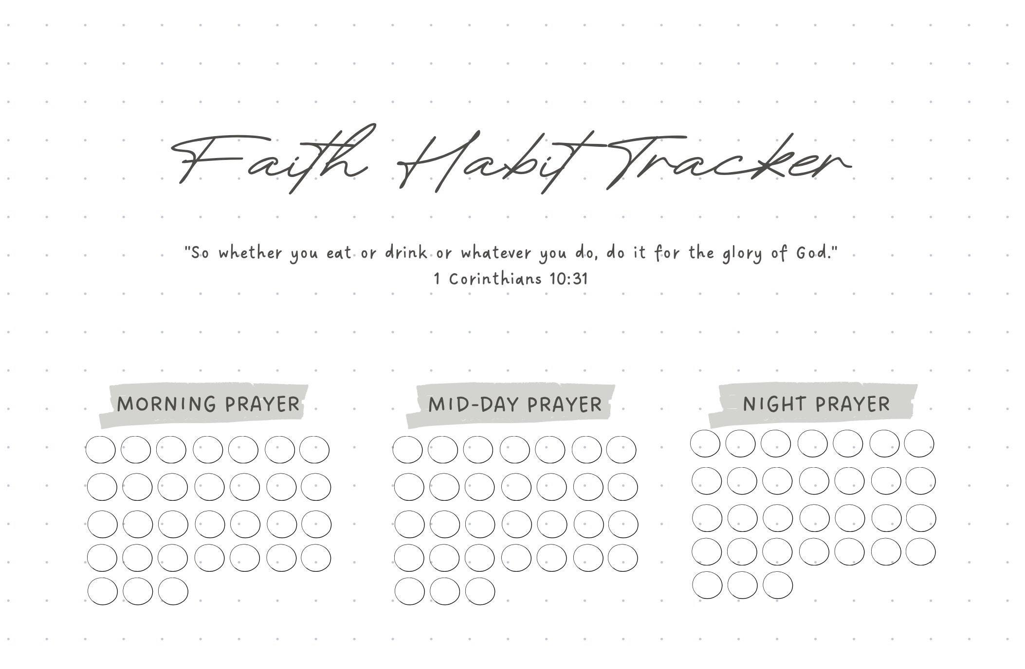 Christian Habit Tracker Printable Faith Habit Tracker Template Daily ...