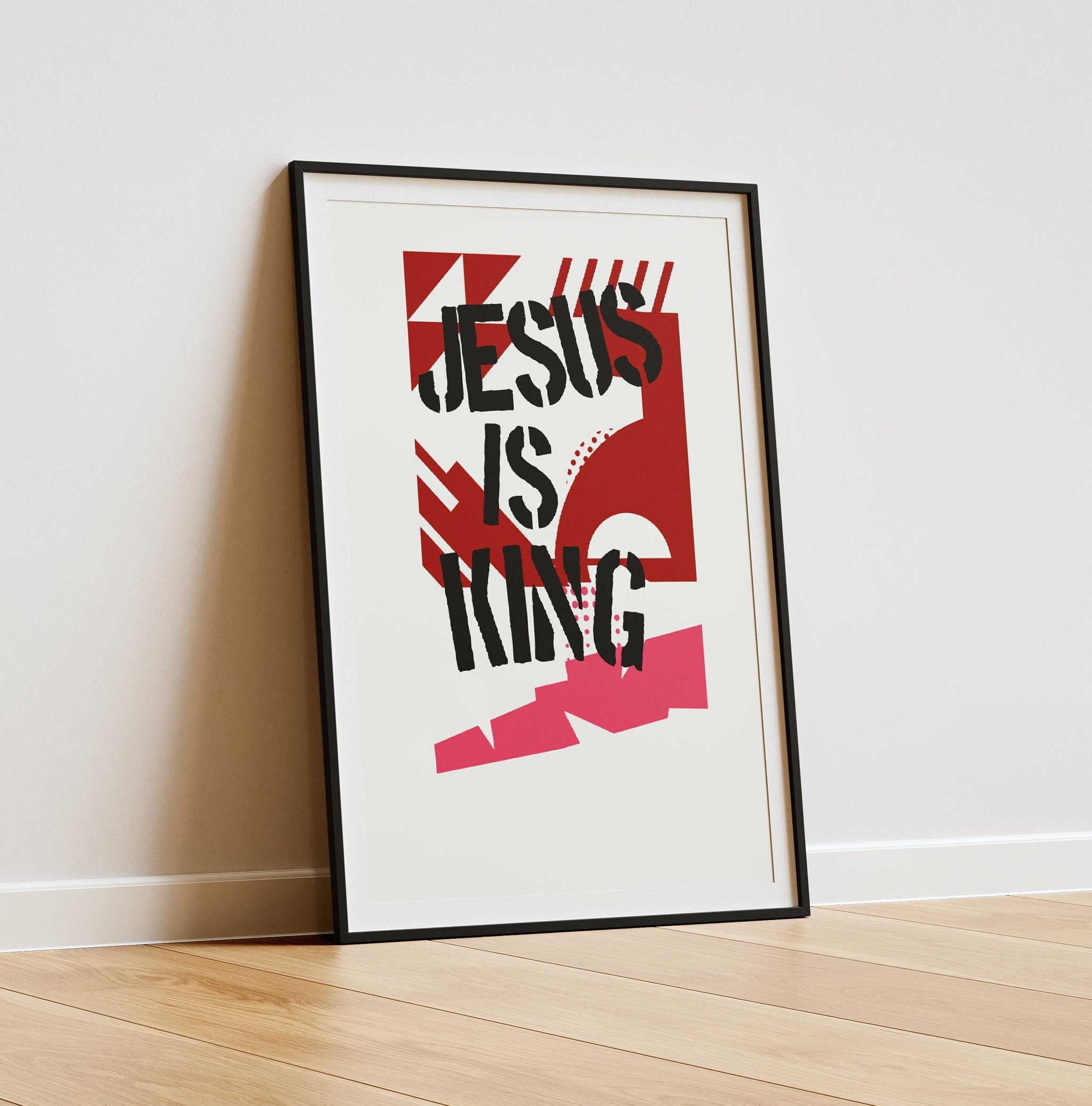 Jesus is King Modern Christian Wall Art Vintage Christianity Poster ...