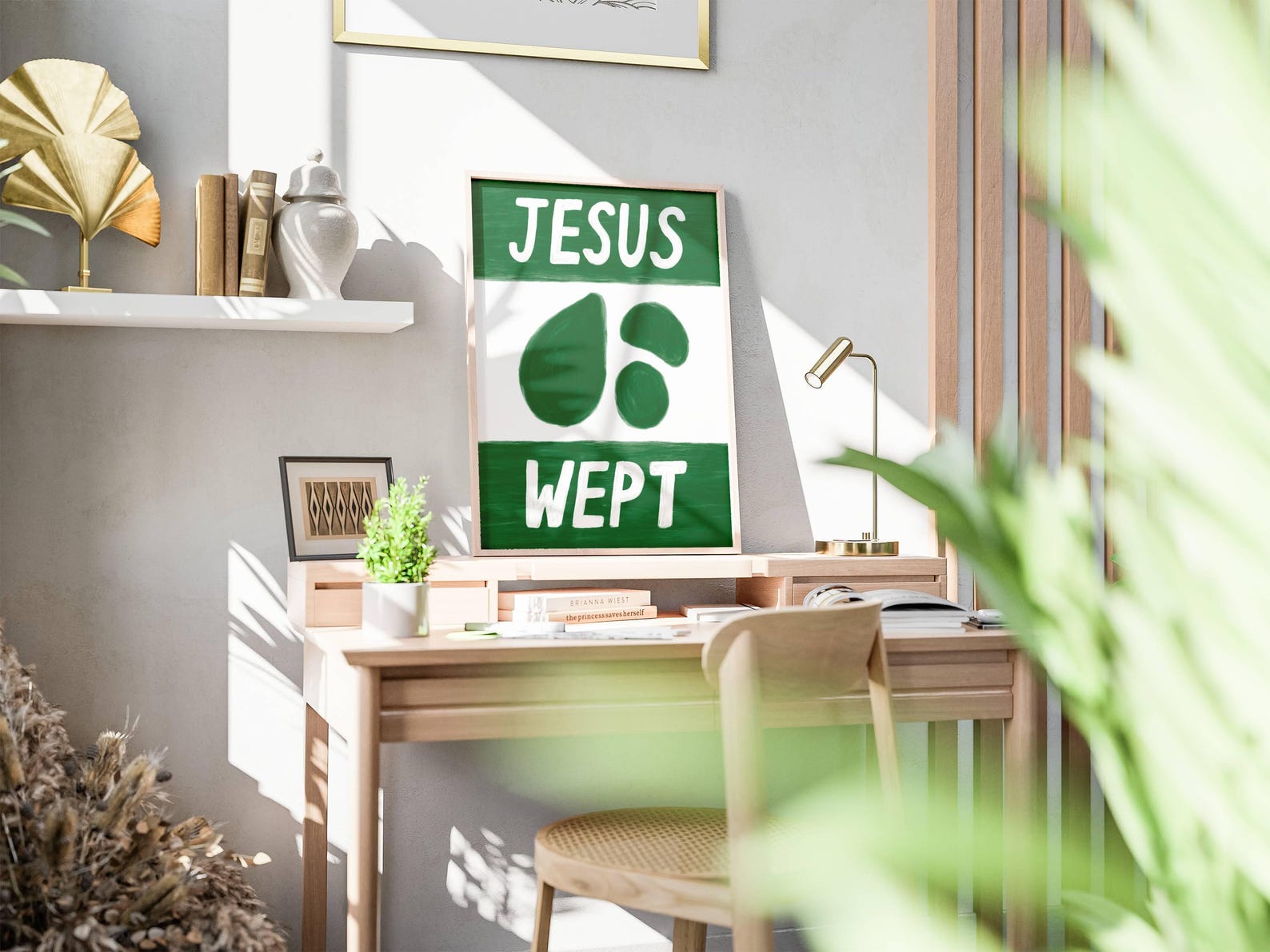 Jesus Wept Retro Aesthetic Christian Wall Art, John 11:35 Modern Bible ...