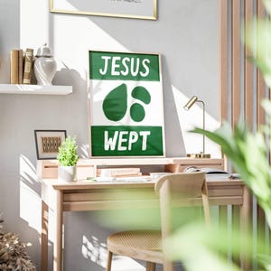 Jesus Wept Retro Aesthetic Christian Wall Art, John 11:35 Modern Bible ...