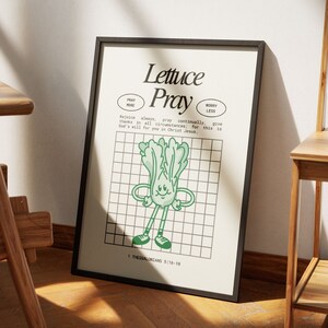 Lettuce Pray Christian Humor Funny Retro Christian Wall Art 1 ...