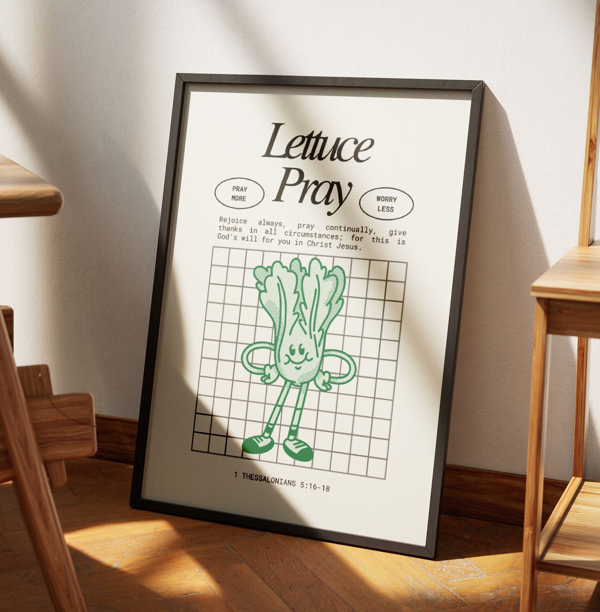 Lettuce Pray Christian Humor Funny Retro Christian Wall Art 1 ...