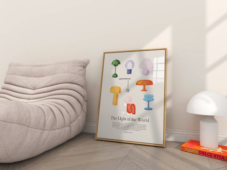 Light of the World Aesthetic Christian Wall Art, Matthew 5:14-16 Modern ...