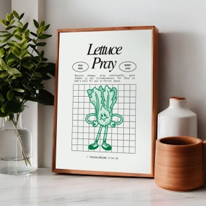 Lettuce Pray Christian Humor Funny Retro Christian Wall Art 1 ...