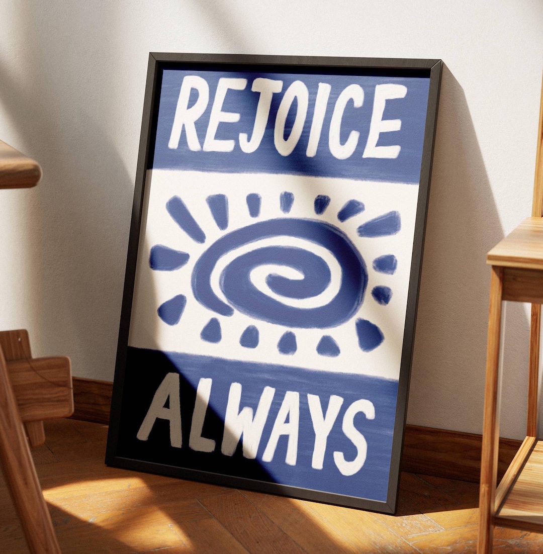 Rejoice Always Retro Aesthetic Christian Wall Art, 1 Thessalonians 5:16 ...