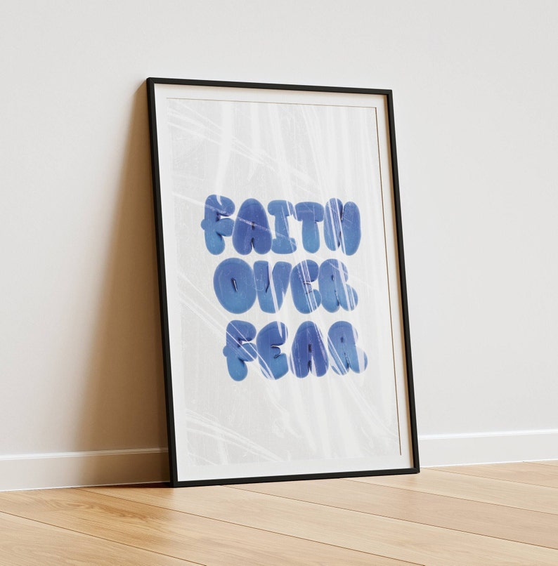 Faith Over Fear 3d Balloon Letter Art Print Bubble Letter Pop Futurism ...