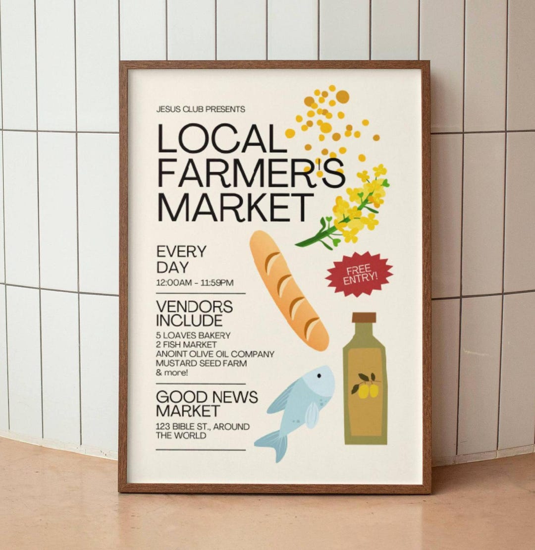 Farmers Market Retro Aesthetic Christian Wall Art Modern Bible Verse ...