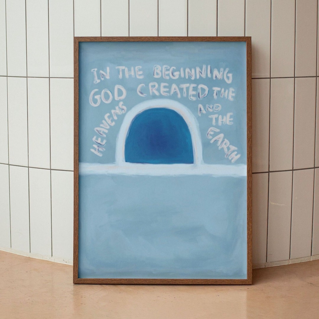 Genesis 1:1 in the Beginning God Created Modern Bible Verse Art Print ...