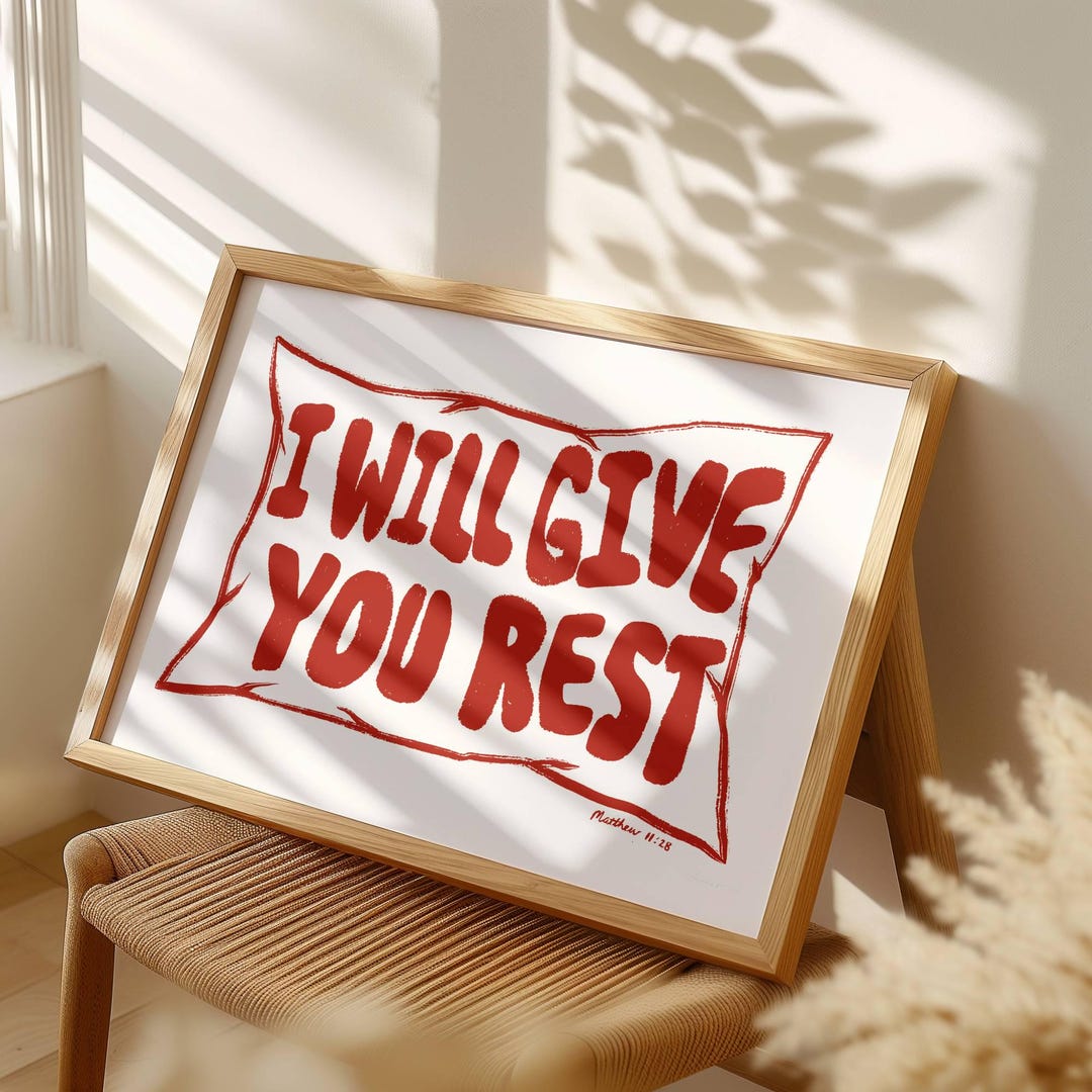 I Will Give You Rest Aesthetic Christian Wall Art Horizontal Matthew 11 ...