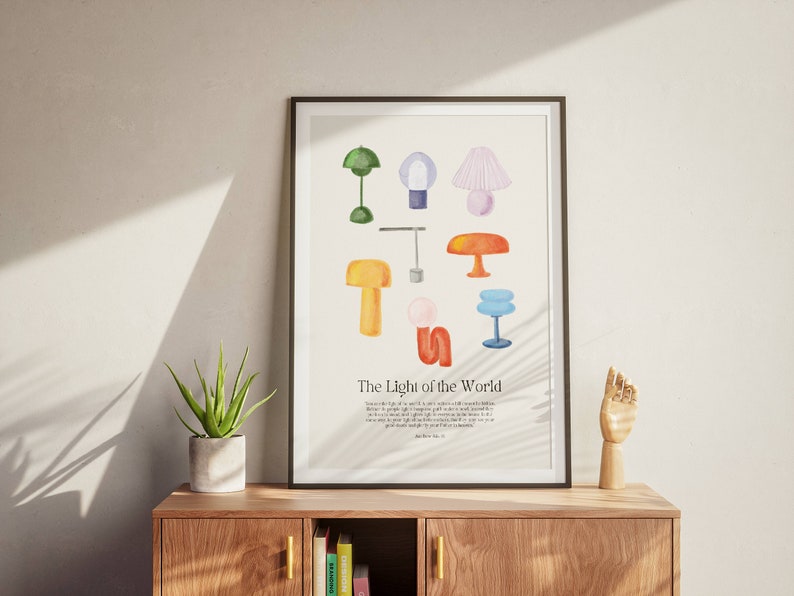 Light of the World Aesthetic Christian Wall Art, Matthew 5:14-16 Modern ...