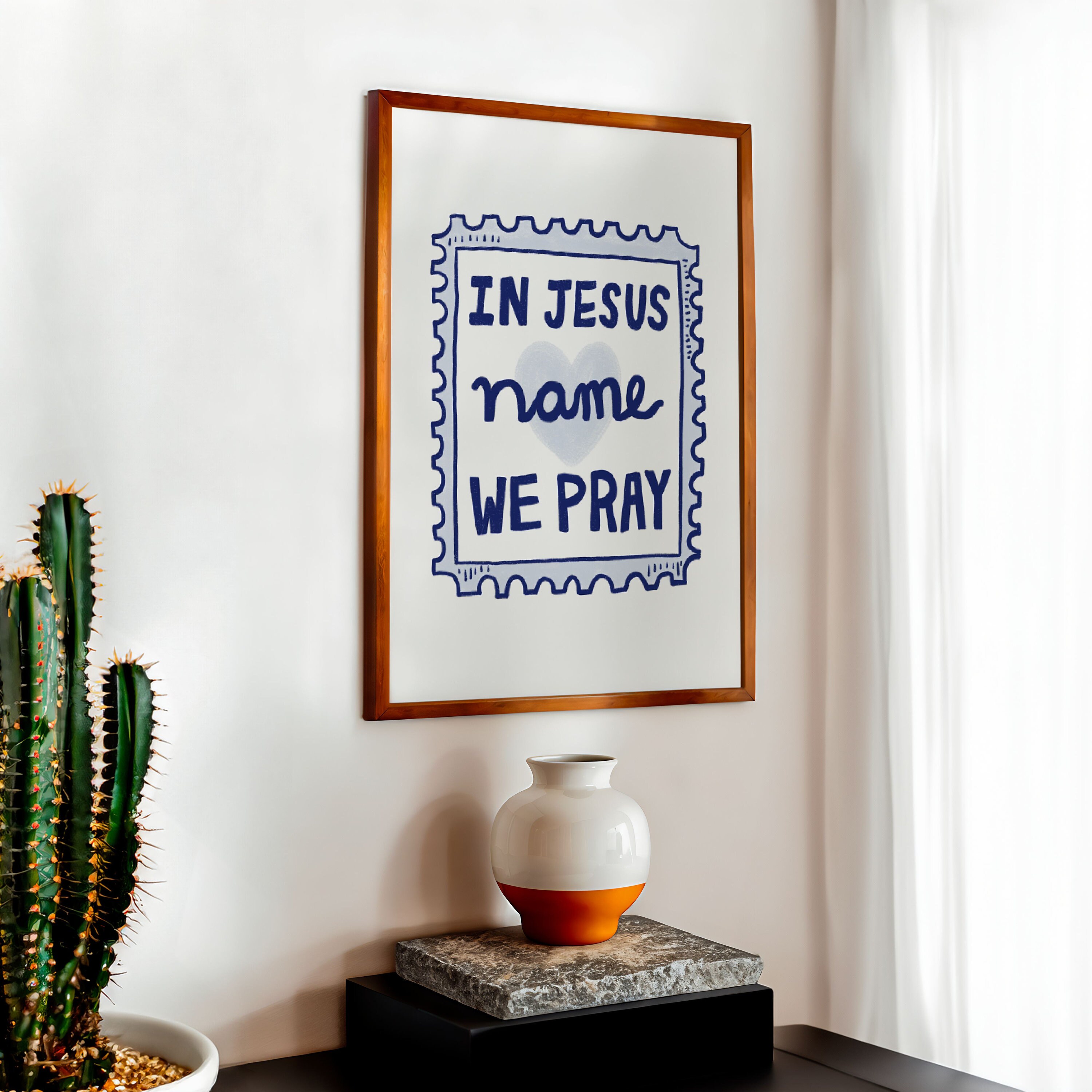 In Jesus Name Sign, Retro Aesthetic Christian Wall Art, Prayer Room ...
