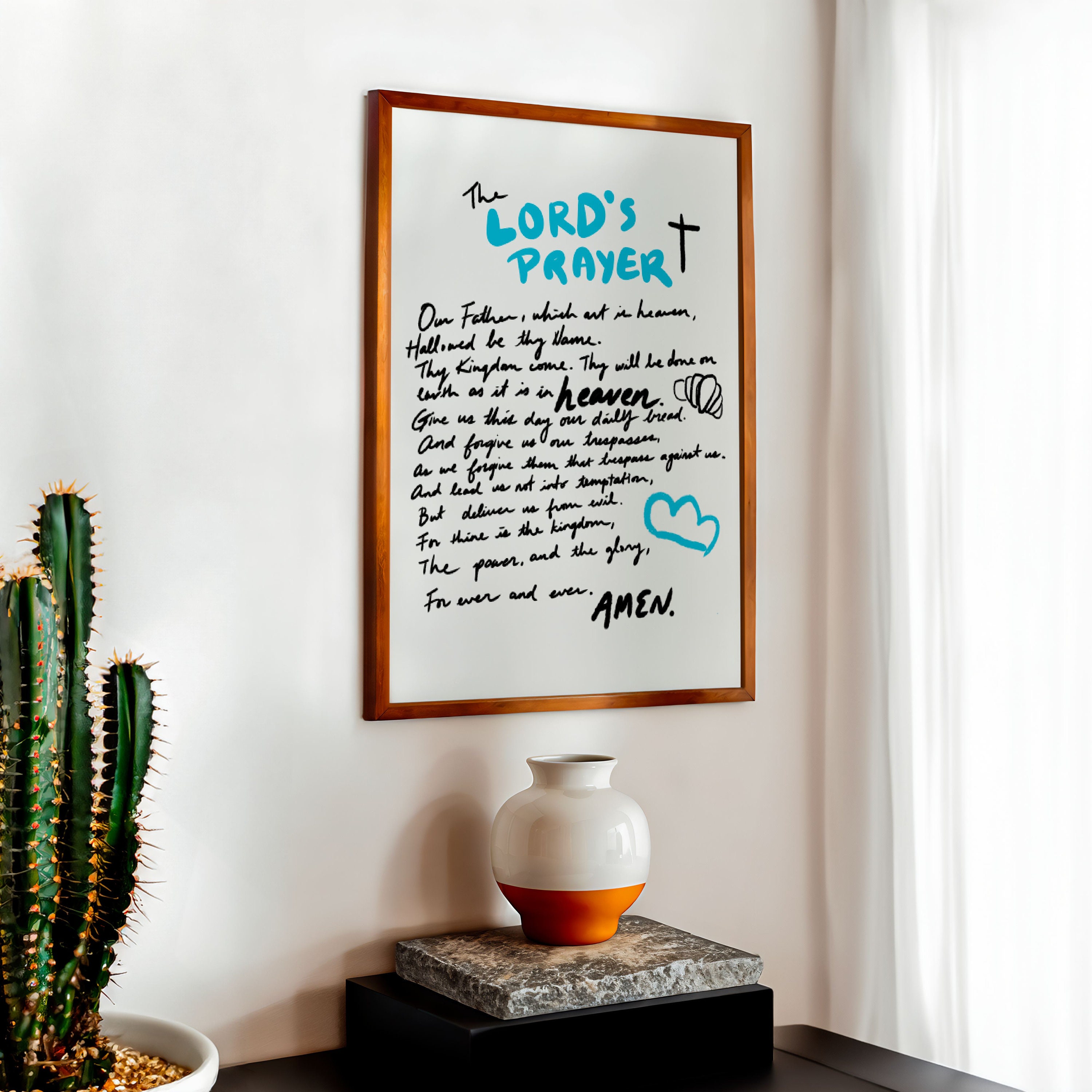 The Lord's Prayer Modern Bible Verse Wall Art, Aesthetic Christian Art ...