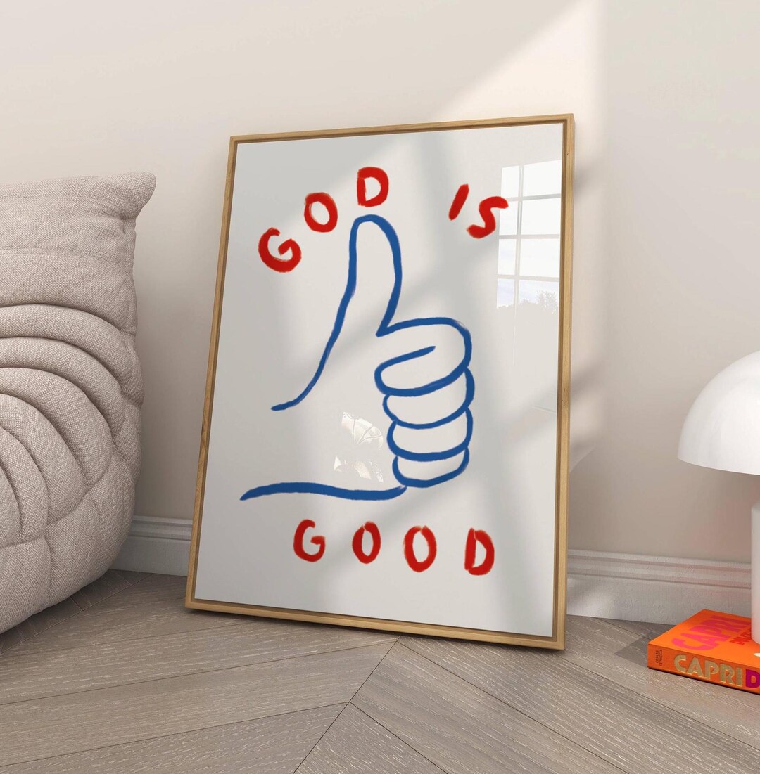 God is Good Modern Christian Wall Art Thumbs up Trendy Print Christian ...