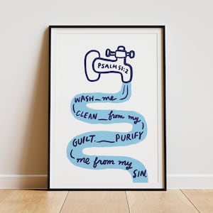 Psalm 51:2 Wash Me Clean Modern Bible Verse Wall Art, Aesthetic ...