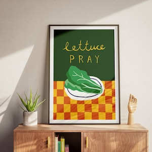 Lettuce Pray Christian Humor Funny Christian Wall Art, Aesthetic ...