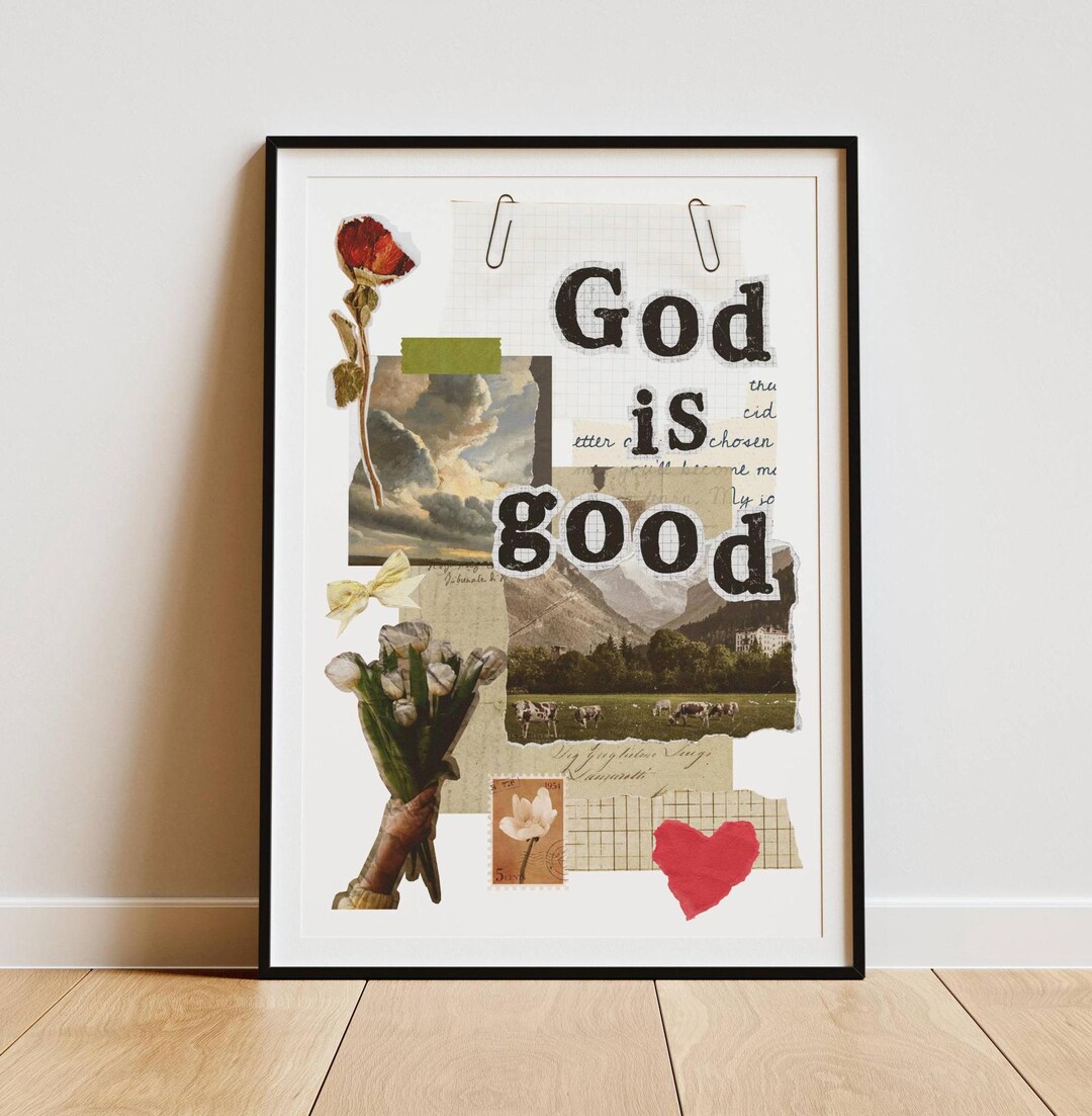God is Good Aesthetic Christian Wall Art Scrapbook Collage Print ...