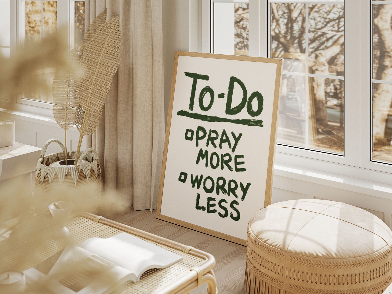Pray More Worry Less Retro Christian Art Print, Aesthetic Christian ...