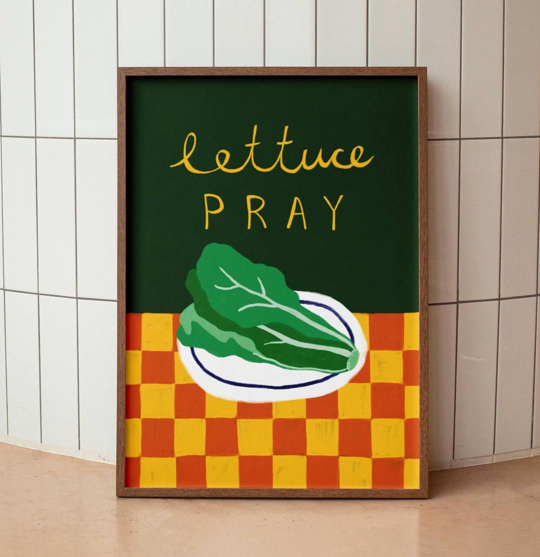 Lettuce Pray Christian Humor Funny Christian Wall Art, Aesthetic ...