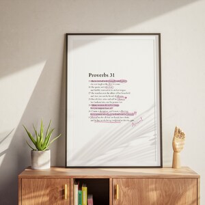Proverbs 31 Coquette Room Decor, Aesthetic Christian Wall Art, Modern ...