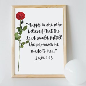 Luke 1:45 Bible Verse Wall Art Printable PDF | Christian Art| Bible ...