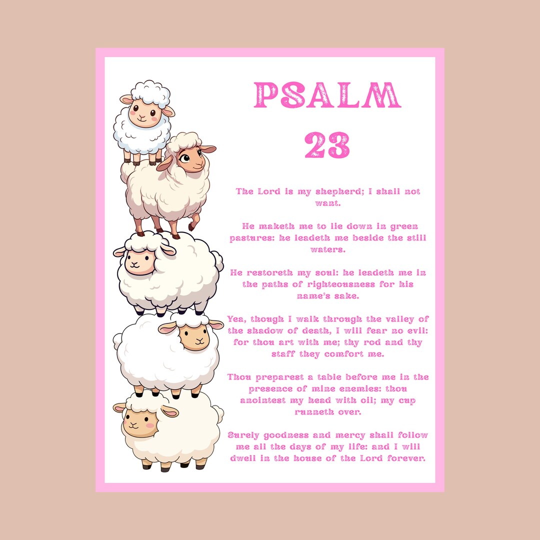 Psalm 23 Cute Counting Sheep Bible Wall Art Digital Print |children's ...