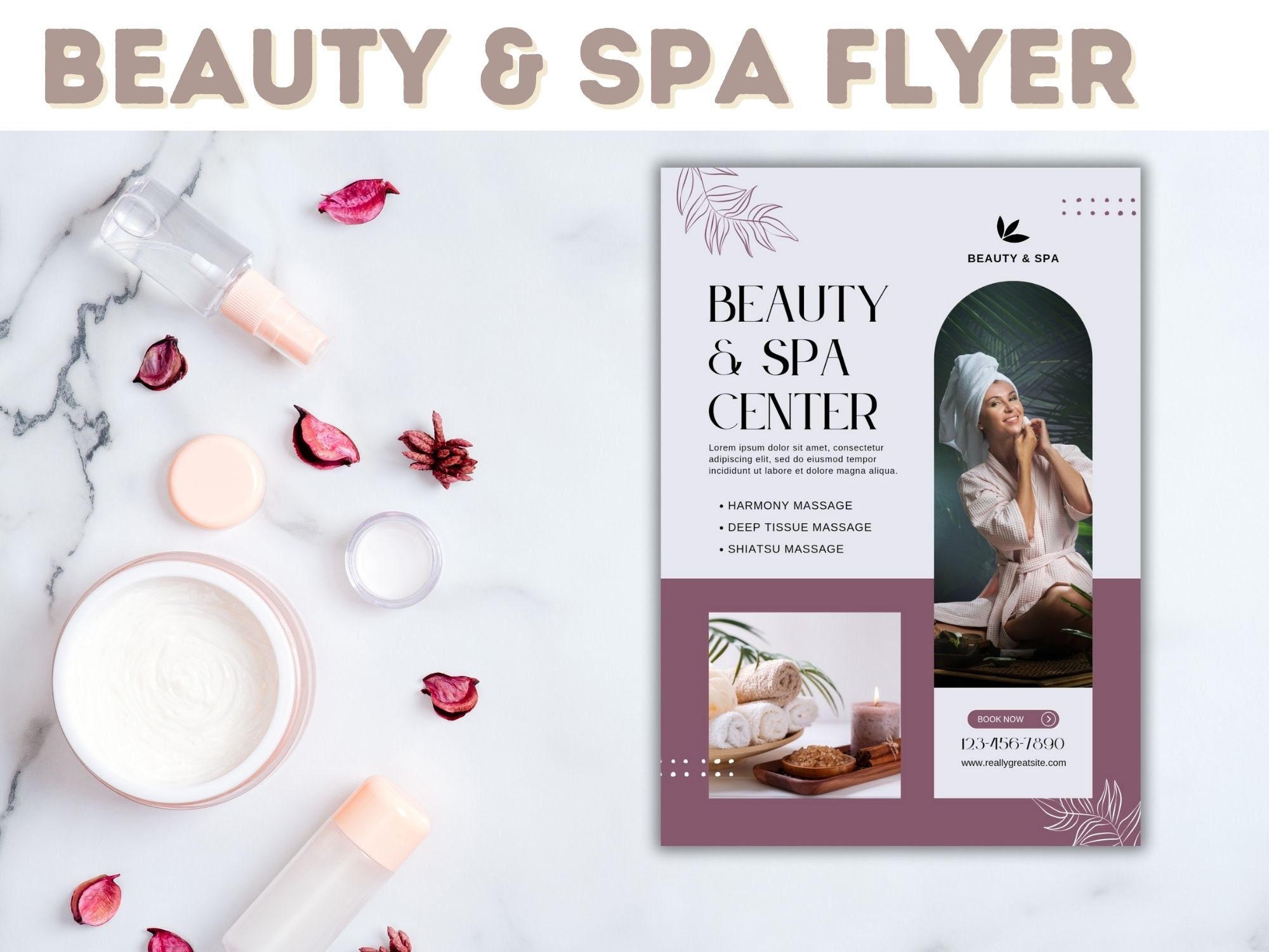 Beauty and Spa Template Flyer, Canva Editable Template for Luxurious ...