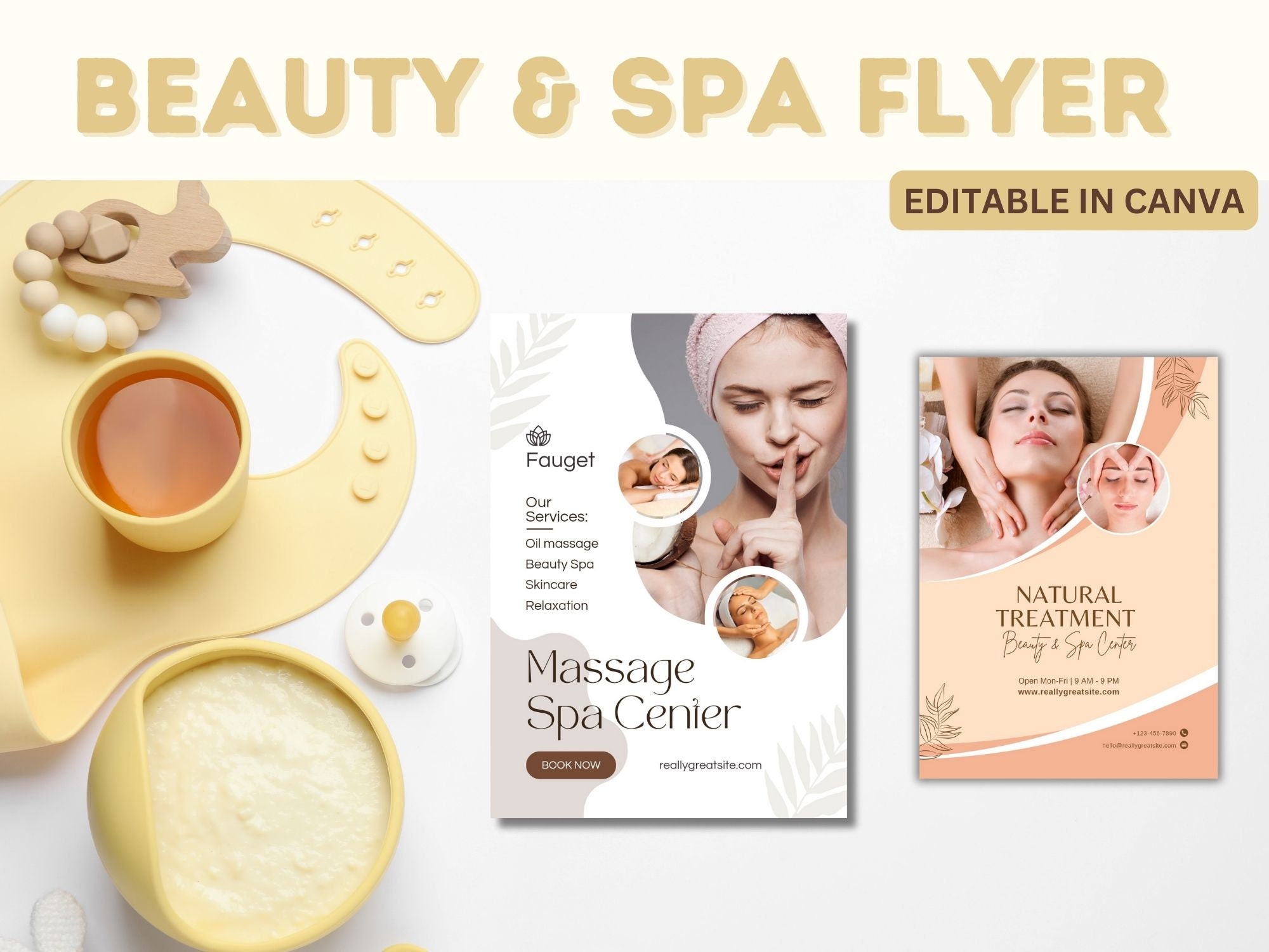 Beauty and Spa Template Flyer, Canva Editable Template for Luxurious ...