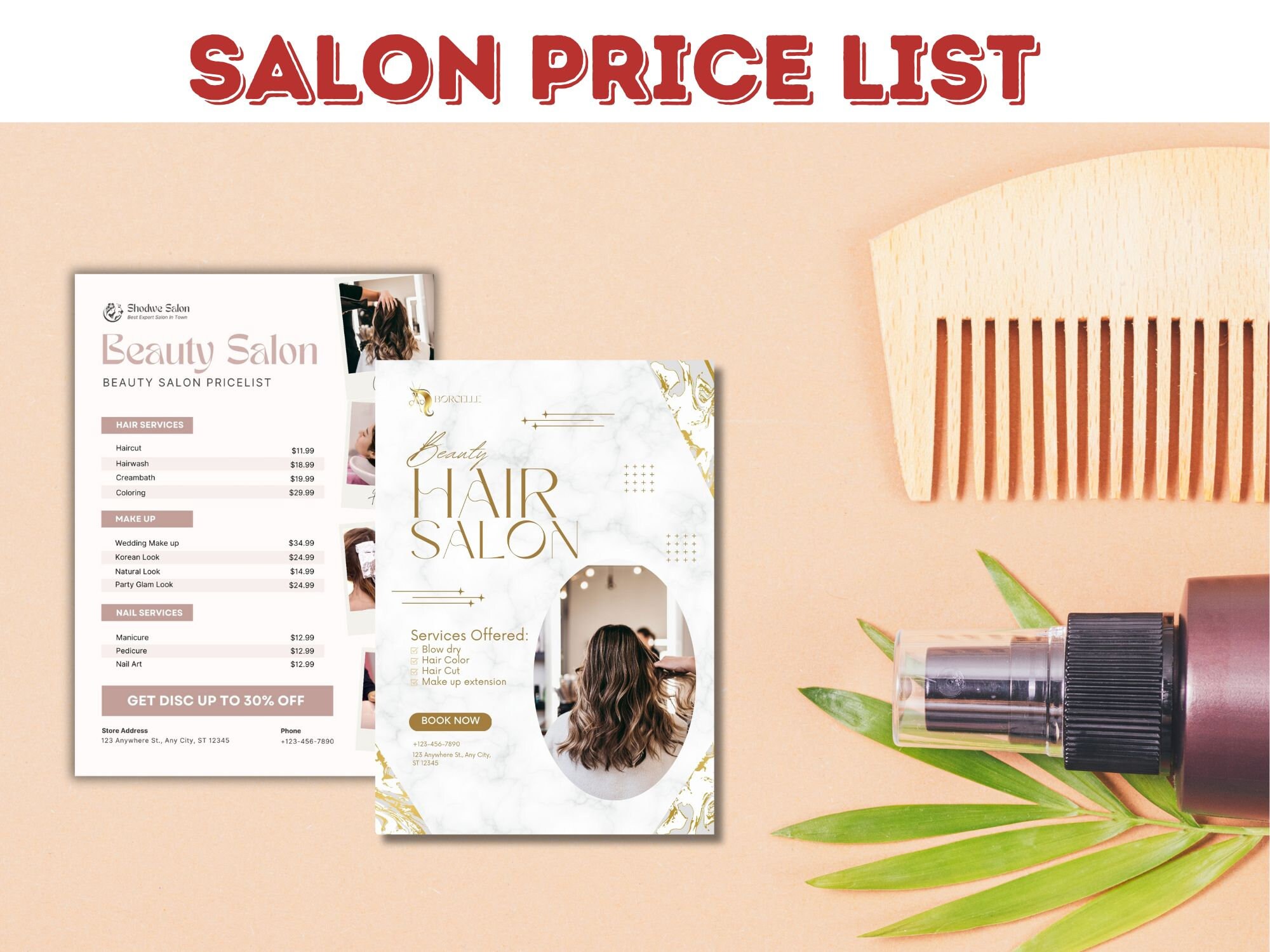 Salon Price List Flyer: Canva Editable Template for Stylish Promotions ...