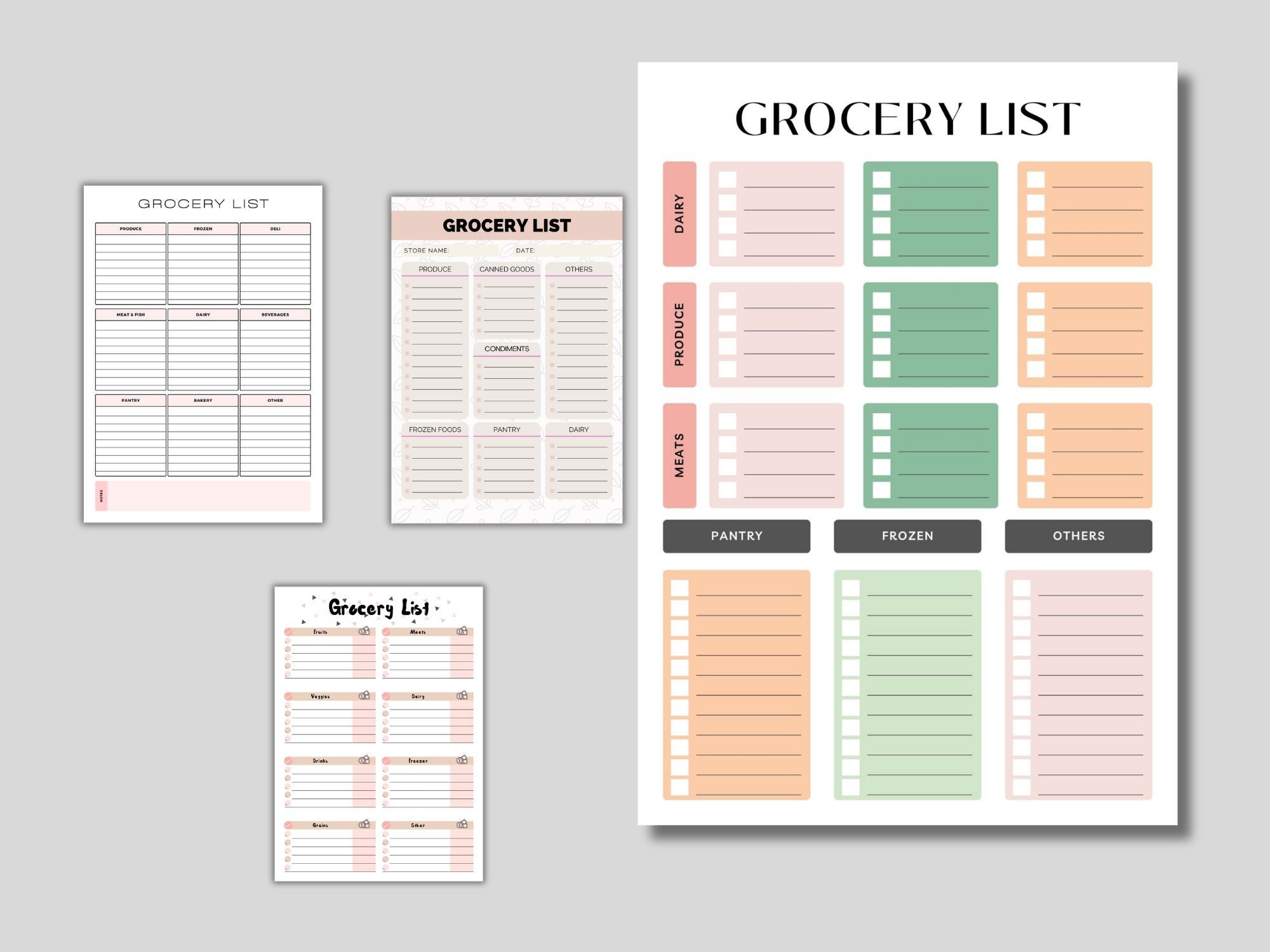 Grocery List, Digital Shopping Planner, Groceries Essentials, Digital ...