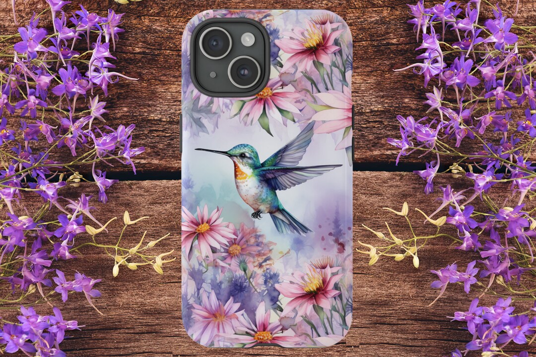 Watercolor Hummingbird Phone Case, Cottagecore Tough Phone Case, Bird ...