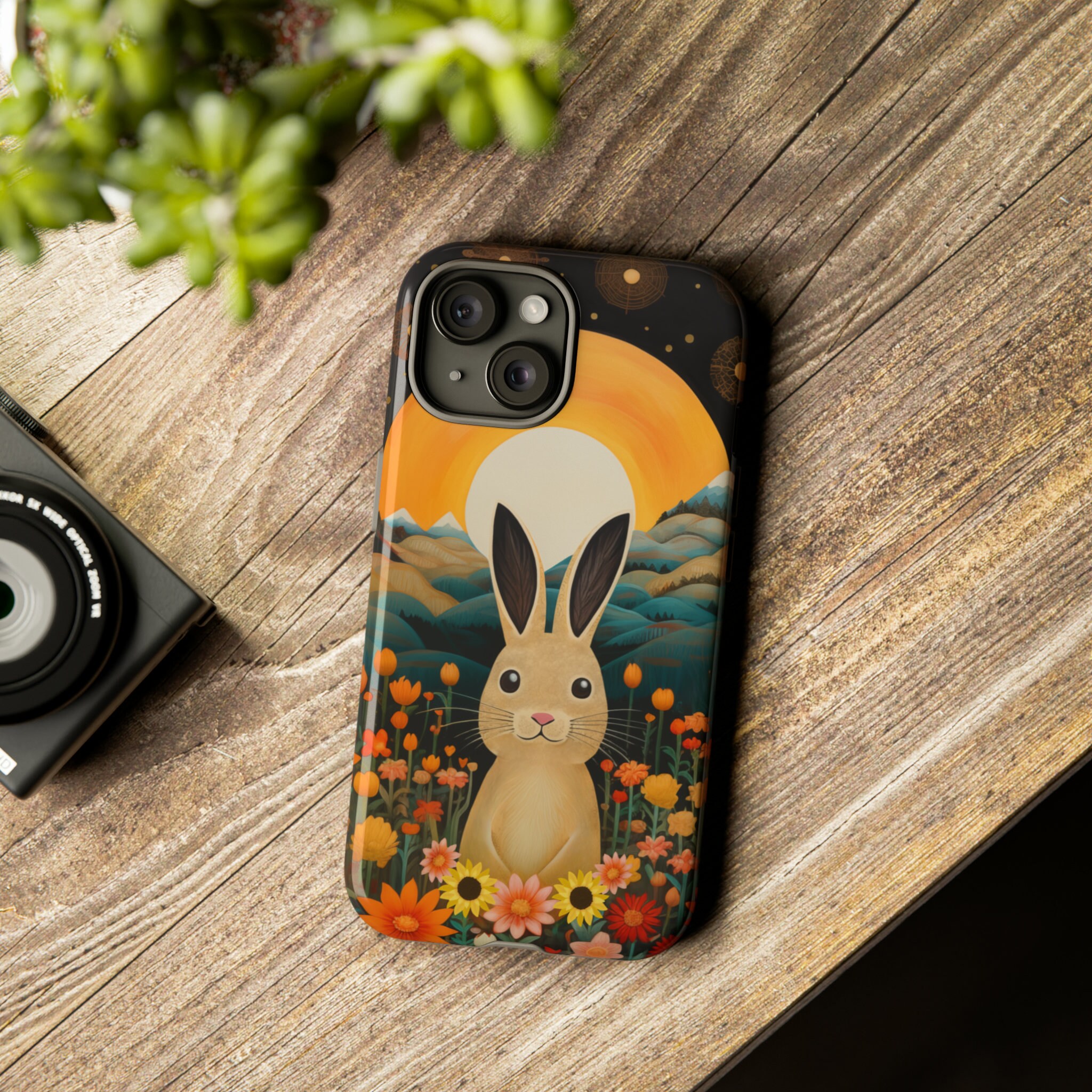 Cute Bunny Floral Tough Phone Case , Bunny Rabbit Gifts, Cottagecore ...