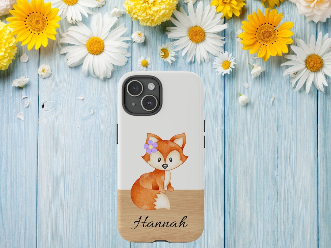 Fox Personalized Phone Case, Simple Design Fox Tough Phone Case, Cute ...