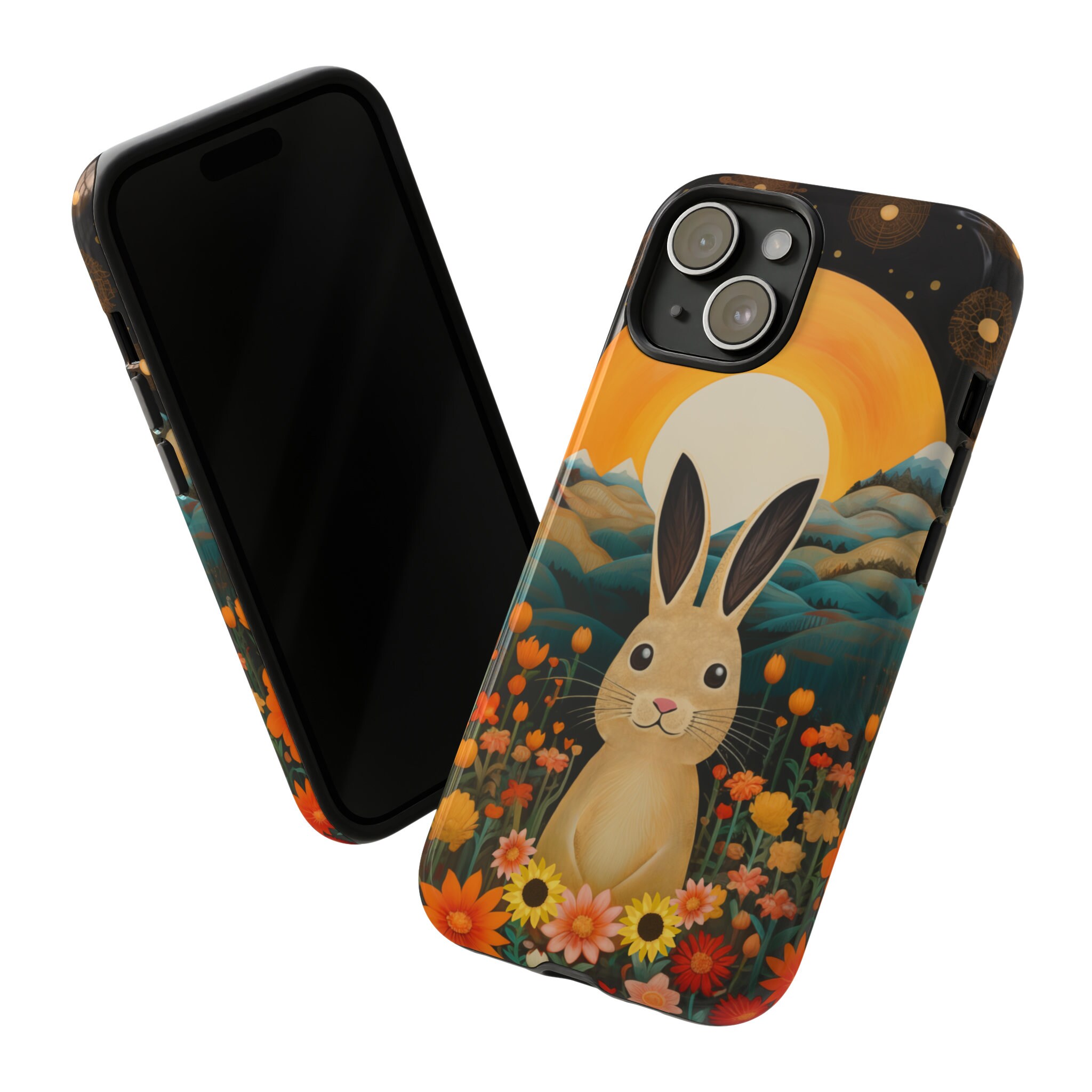 Cute Bunny Floral Tough Phone Case , Bunny Rabbit Gifts, Cottagecore ...